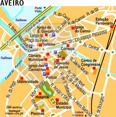 Turismo em Aveiro: Mapa da Cidade de Aveiro